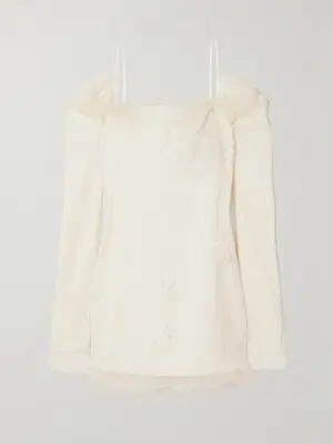 DANIELLE FRANKEL Lucy Lace-trimmed Mini Dress - Neutrals