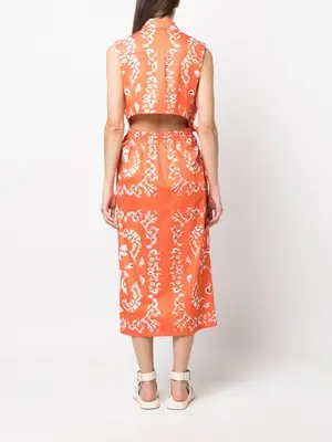 open lace back dress Sleeveless Bandana Dress - Bright Orange