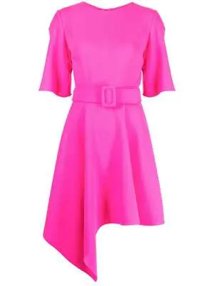 Oscar De La Renta Asymmetric-hem Belted Dress