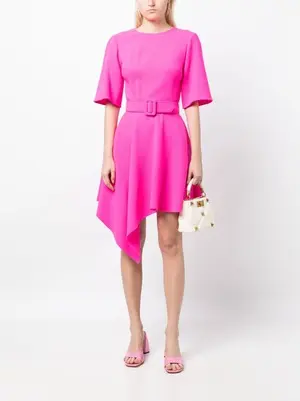 Oscar De La Renta Asymmetric-hem Belted Dress