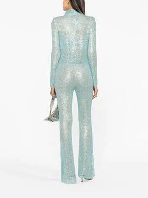 SELF-PORTRAIT Sequin-embellished Mesh Trousers