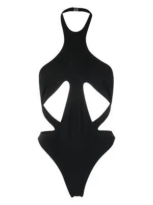 MUGLER Halterneck Cut-out Swimsuit - Black
