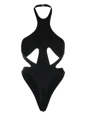 MUGLER Halterneck Cut-out Swimsuit - Black