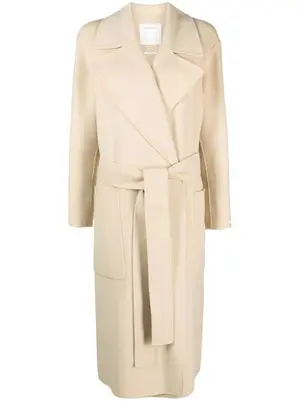 Sportmax Belted Wool Coat - Neutrals