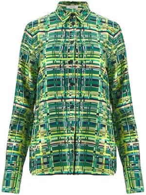 FERRAGAMO Long-sleeved Checkered Silk Shirt