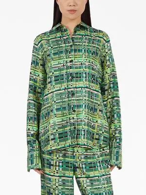 FERRAGAMO Long-sleeved Checkered Silk Shirt