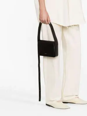 JIL SANDER Leather Crossbody Bag With Logo Lettering - Black