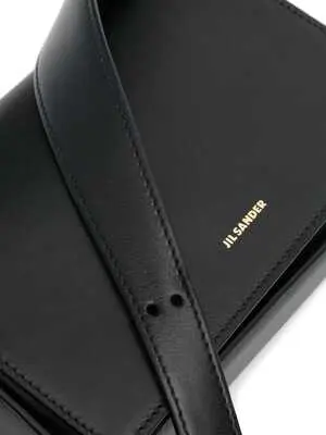 JIL SANDER Leather Crossbody Bag With Logo Lettering - Black