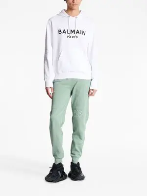Balmain Logo-print Long-sleeved Hoodie - White