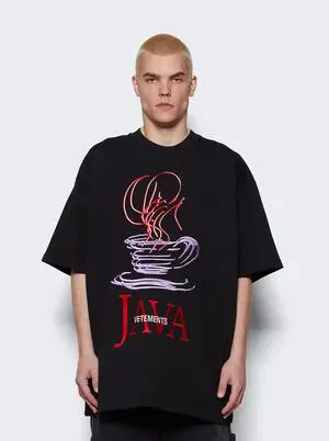 Vetements Java Embroidered T-Shirt In Black - 50% Off | Editorialist
