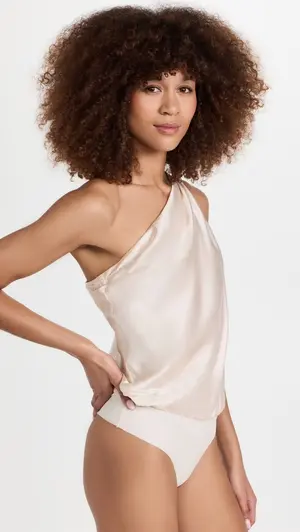 Cami Nyc Darby Silk Thong Bodysuit - Ceramic