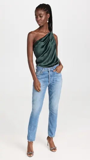 Cami Nyc Darby Silk Thong Bodysuit - Hunter