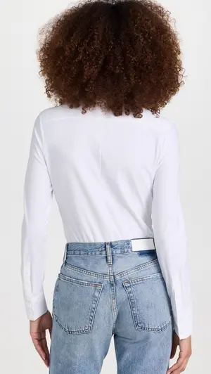 Commando Classic Button-down Thong Bodysuit - White