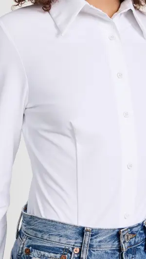 Commando Classic Button-down Thong Bodysuit - White