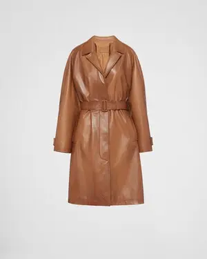 Prada Nappa Leather Belted Coat