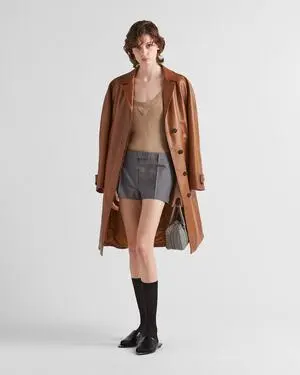 Prada Nappa Leather Belted Coat