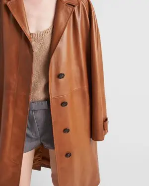 Prada Nappa Leather Belted Coat