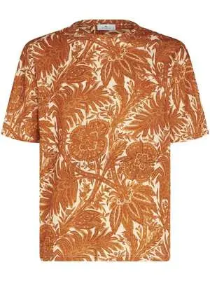 Etro All-over Graphic Print Cotton T-shirt - Orange
