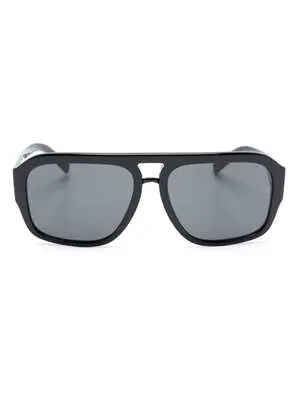 Dolce & Gabbana Logo Plaque Pilot Sunglasses - Black