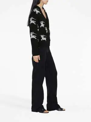 Burberry Ekd Intarsia-knit Cardigan - Black