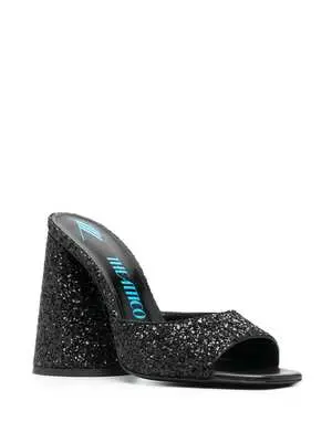 Attico Luz Glitter-embellished Sandals - Black