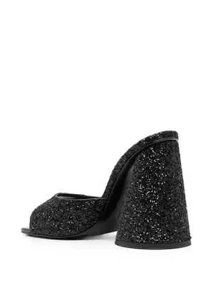 Attico Luz Glitter-embellished Sandals - Black
