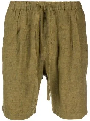 Massimo Alba Drawstring Linen Shorts - Green