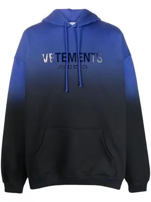 Vetements Logo Print Distressed Hoodie