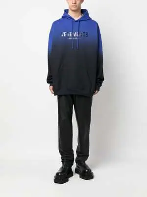 Vetements Logo Print Distressed Hoodie