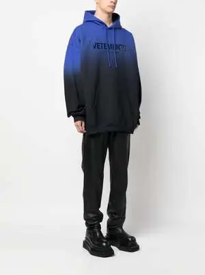 Vetements Logo Print Distressed Hoodie