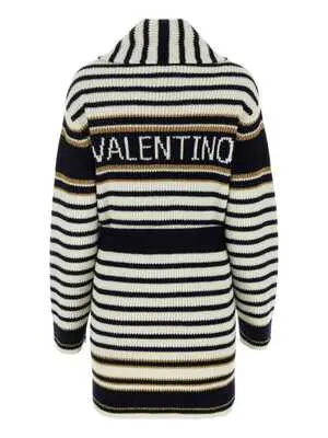 Valentino Garavani Striped Lurex Cardigan-coat - Blue