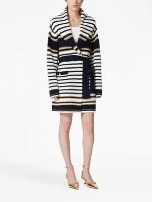Valentino Garavani Striped Lurex Cardigan-coat - Blue