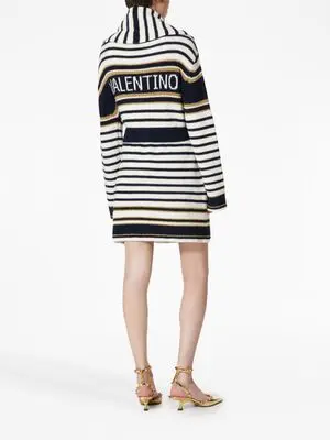 Valentino Garavani Striped Lurex Cardigan-coat - Blue