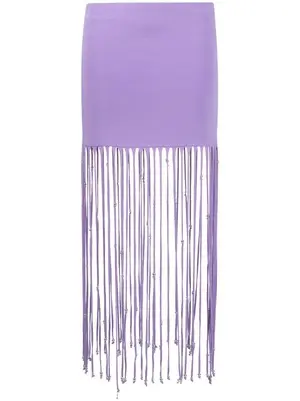 ROTATE BY BIRGER CHRISTENSEN Fringed Embellished Skirt