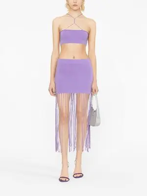 ROTATE BY BIRGER CHRISTENSEN Fringed Embellished Skirt