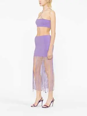 ROTATE BY BIRGER CHRISTENSEN Fringed Embellished Skirt