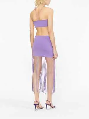 ROTATE BY BIRGER CHRISTENSEN Fringed Embellished Skirt
