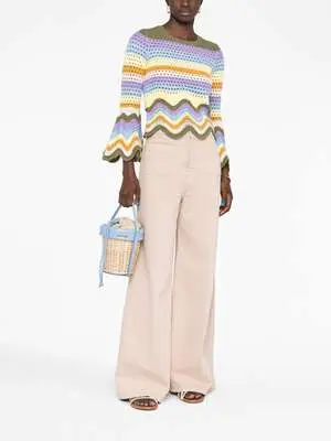Zimmermann Striped Crochet-knit Cotton Top