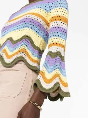 Zimmermann Striped Crochet-knit Cotton Top