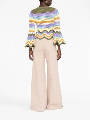 Zimmermann Striped Crochet-knit Cotton Top