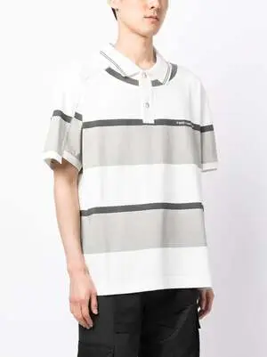 FENG CHEN WANG Striped Cotton Polo Shirt