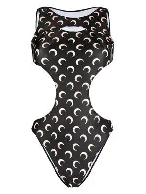 MARINE SERRE Active Crescent Moon-print Swimsuit