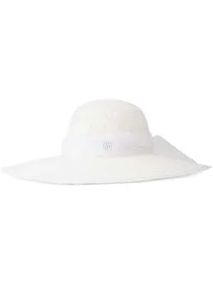 MAISON MICHEL Floral-embroidered Sun Hat - White