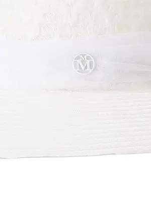 MAISON MICHEL Floral-embroidered Sun Hat - White