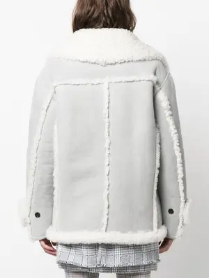 Thom Browne Double-breasted Shearling Pea Coat - Grey