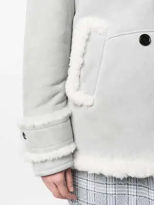 Thom Browne Double-breasted Shearling Pea Coat - Grey