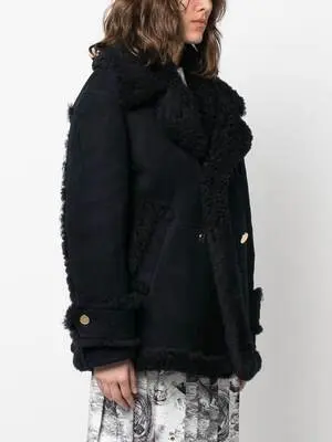 Thom Browne Double-breasted Shearling Pea Coat - Blue