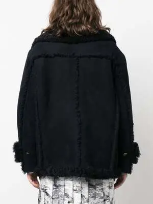 Thom Browne Double-breasted Shearling Pea Coat - Blue