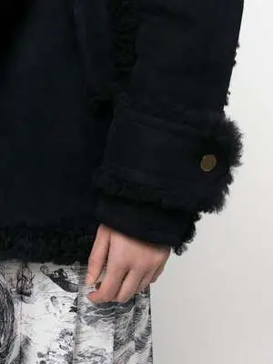 Thom Browne Double-breasted Shearling Pea Coat - Blue