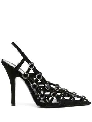 Attico 125mm Embellished Slingback Pumps - Black